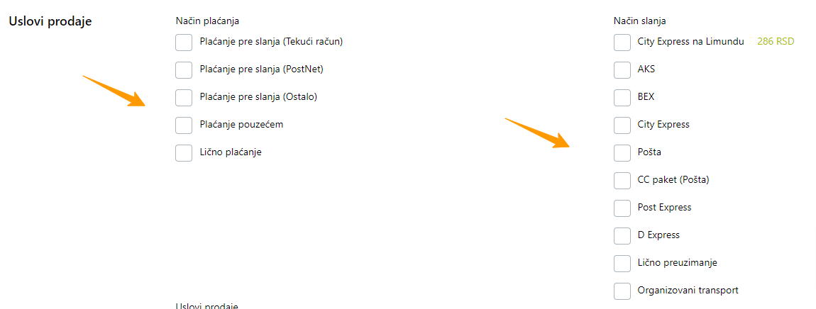 Koje opcije slanja i plaćanja da stavim na aukciji? – Limundo pomoć